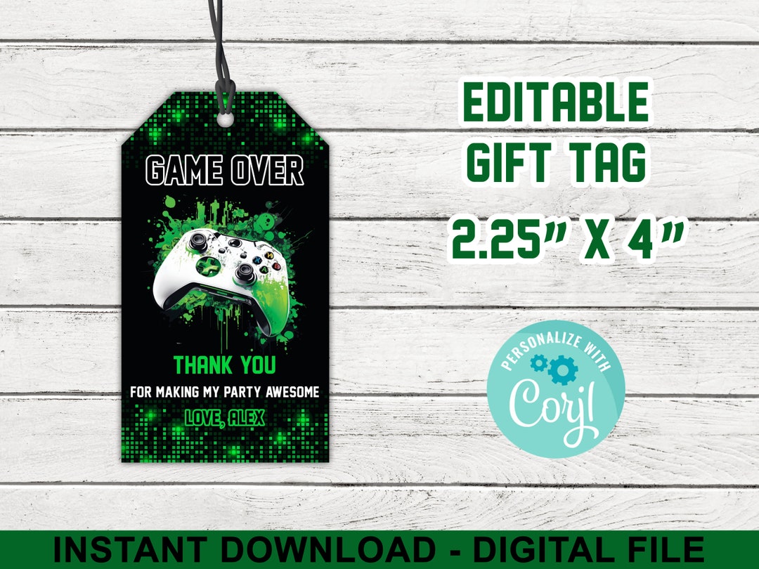 Gaming Party Gift Tags – Video Game – Gamer – Game on – Editable ...