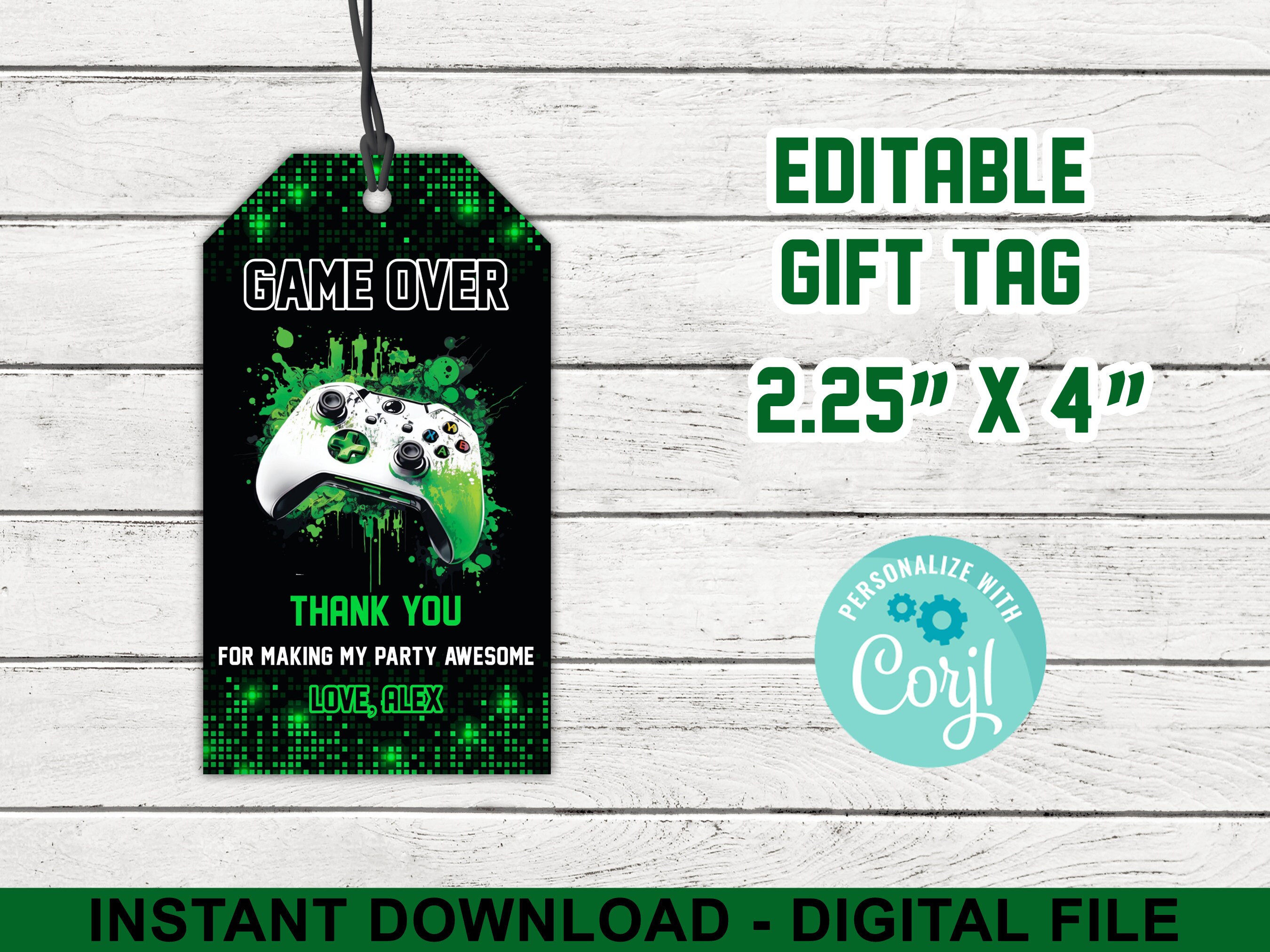 Gaming Party Gift Tags – Video Game – Gamer – Game on – Editable ...