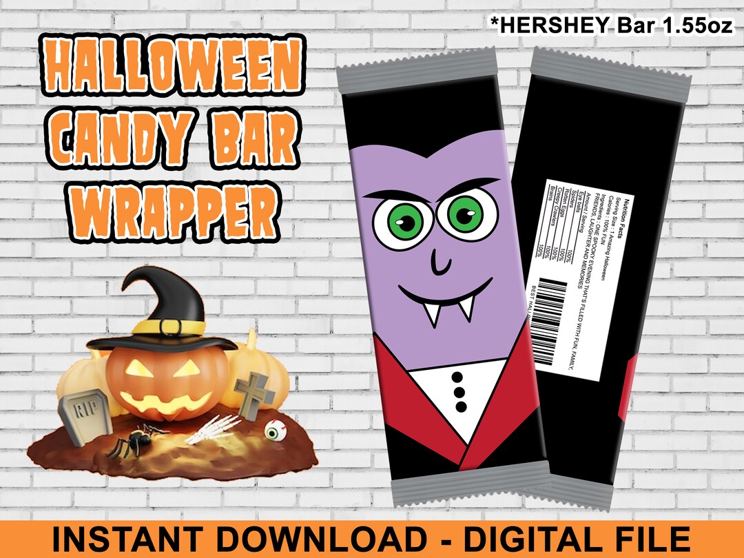 Halloween Candy Bar Wrappers Dracula Hershey Bar 1.55 Oz Candy Bar ...