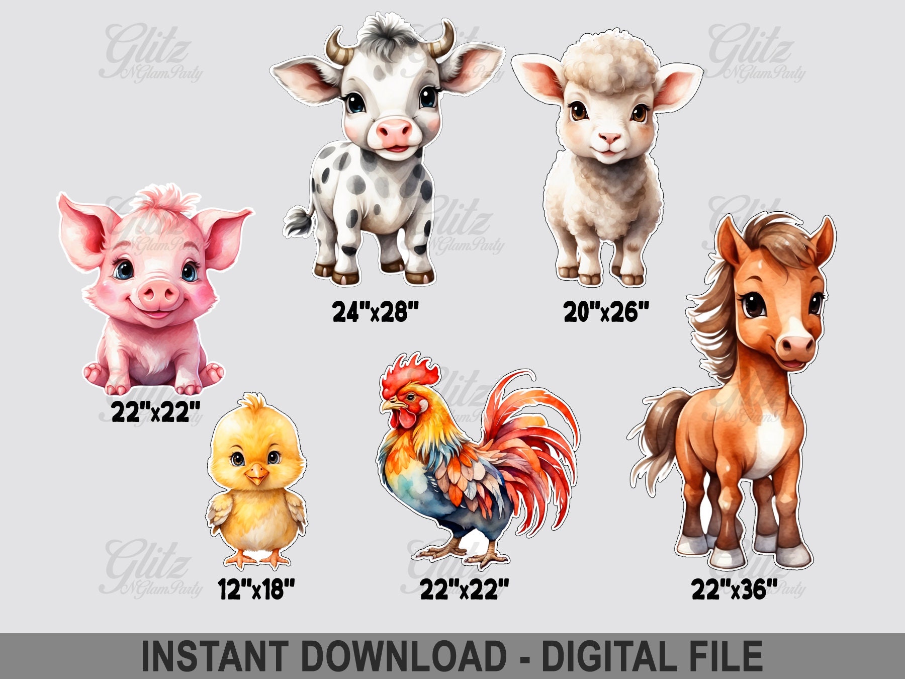 Farm Animal Cutout Props – Standup Prop – Cow, Horse, Sheep, Pig ...