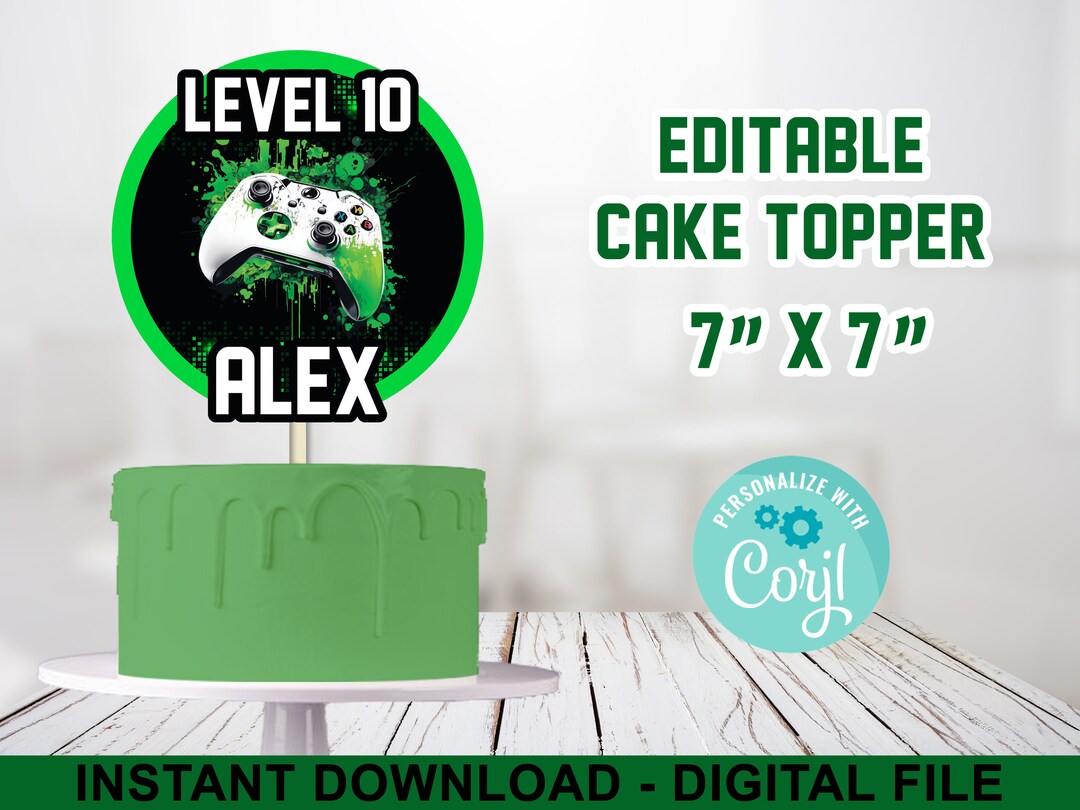 Gaming Party Cake Topper – Video Game – Gamer – Game on – Editable ...