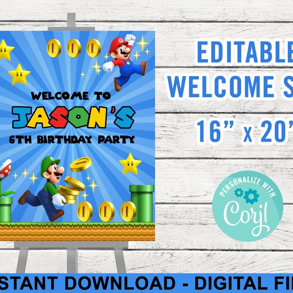 Super Mario Welcome Sign - Etsy