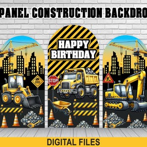 3 Panel Construction Arch Backdrop – Dump Truck – Backhoe – Excavator ...