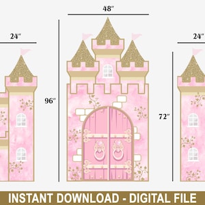 3-piece Pink Castle Cutout Backdrop – Standup Prop – 8x8ft – Fairy Tale ...