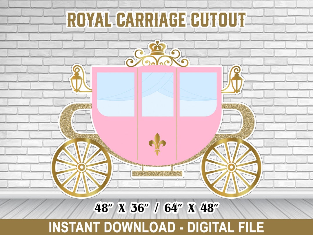 Pink Royal Carriage Cutout – Standup Prop – 48”x36”/64”x48” – Fairy ...