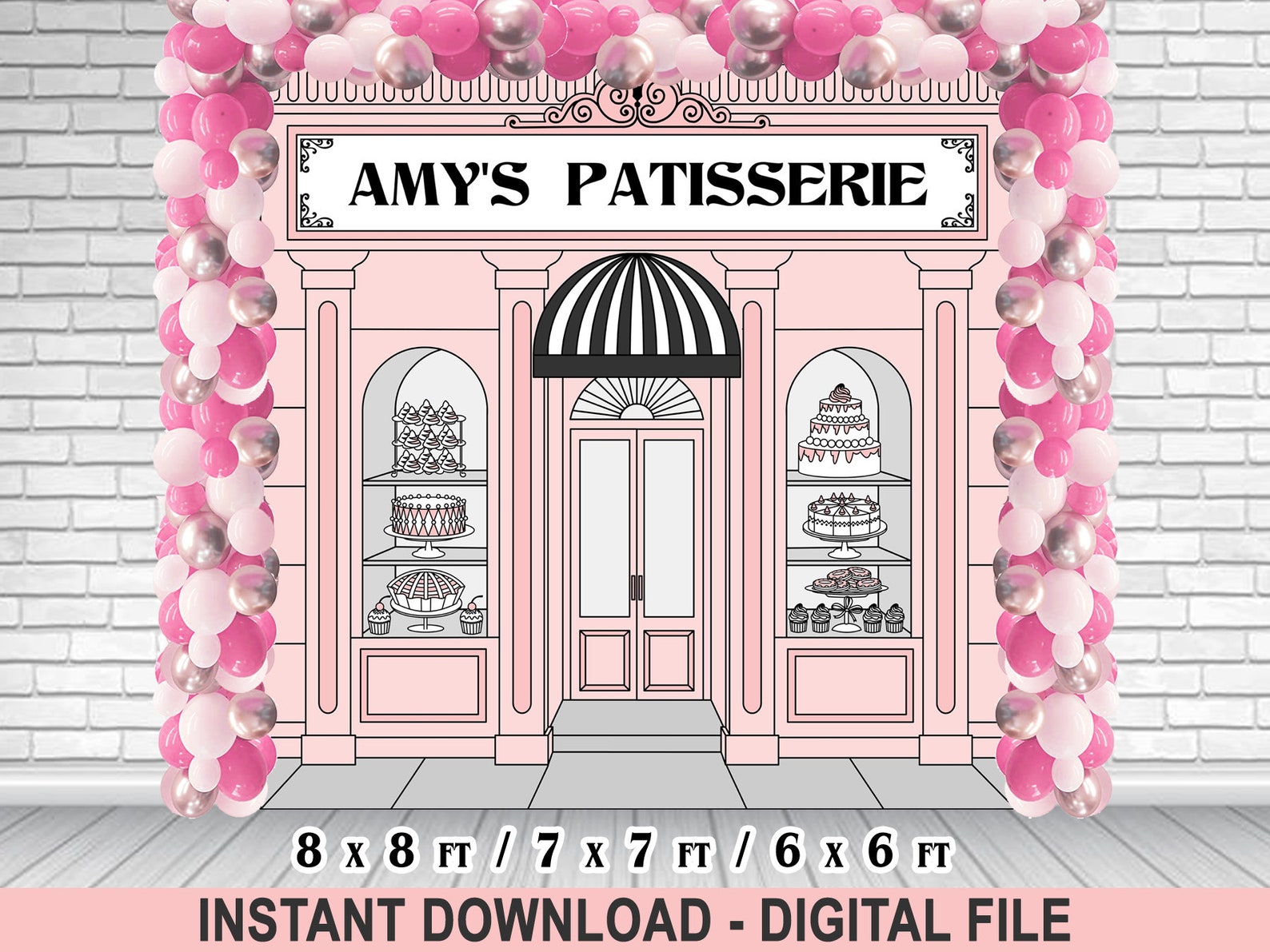 French Patisserie Party Backdrop – Parisian Bakery – Café – Editable ...