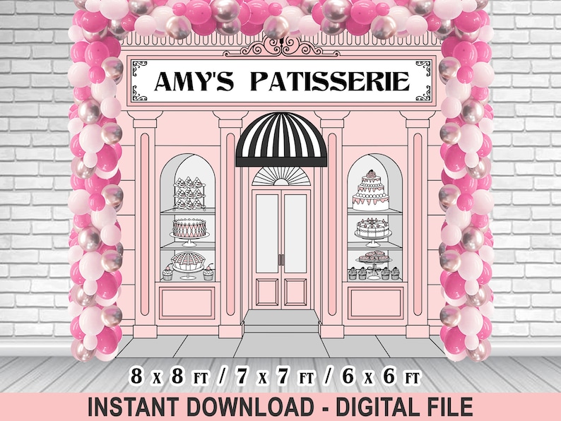 French Patisserie Party Backdrop – Parisian Bakery – Café – Editable ...