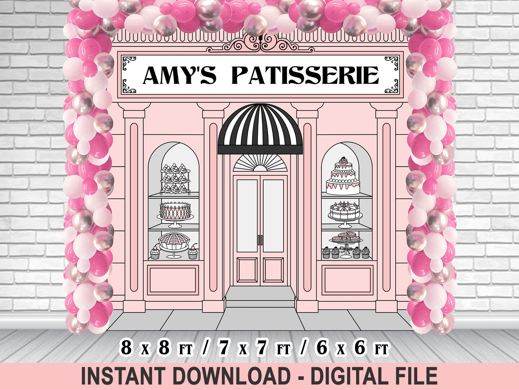 French Patisserie Party Backdrop – Parisian Bakery – Café – Editable ...