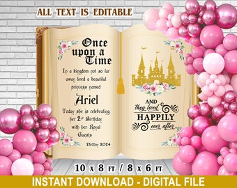 Personalized Once Upon a Time Backdrop, Princess Birthday Party, Little ...