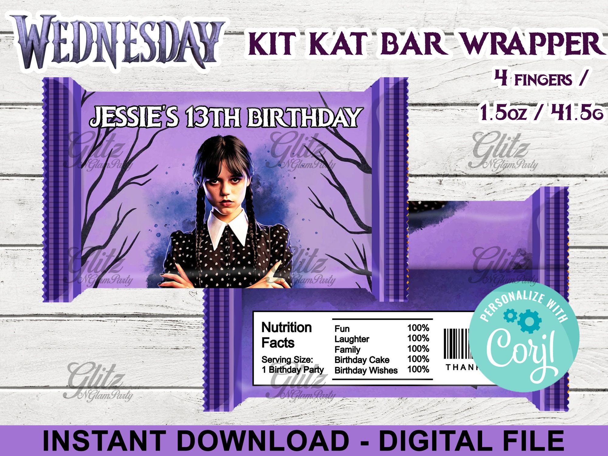 Wednesday Kit Kat Bar Wrapper Editable Candy Bar Wrapper 1.5oz Bar ...