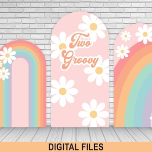 3 Panel Groovy Birthday/baby Shower Arch Backdrop Set – Customizable ...