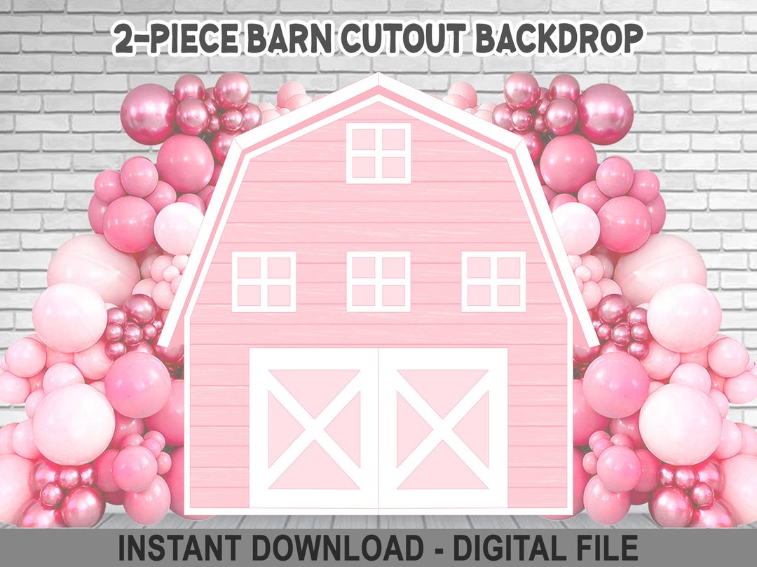 2 Panel Pink Barn Cutout Backdrop – Standup Prop – 8x8ft – Farm ...