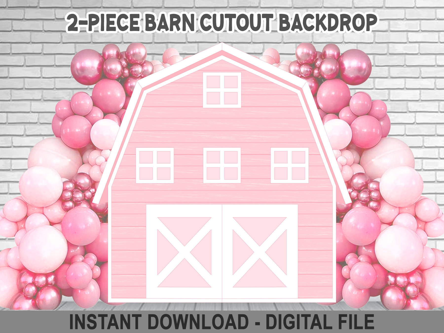 2 Panel Pink Barn Cutout Backdrop – Standup Prop – 8x8ft – Farm ...