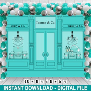Breakfast at Tiffanys Editable Backdrop 10x8ft/8x6ft Paris Blue ...