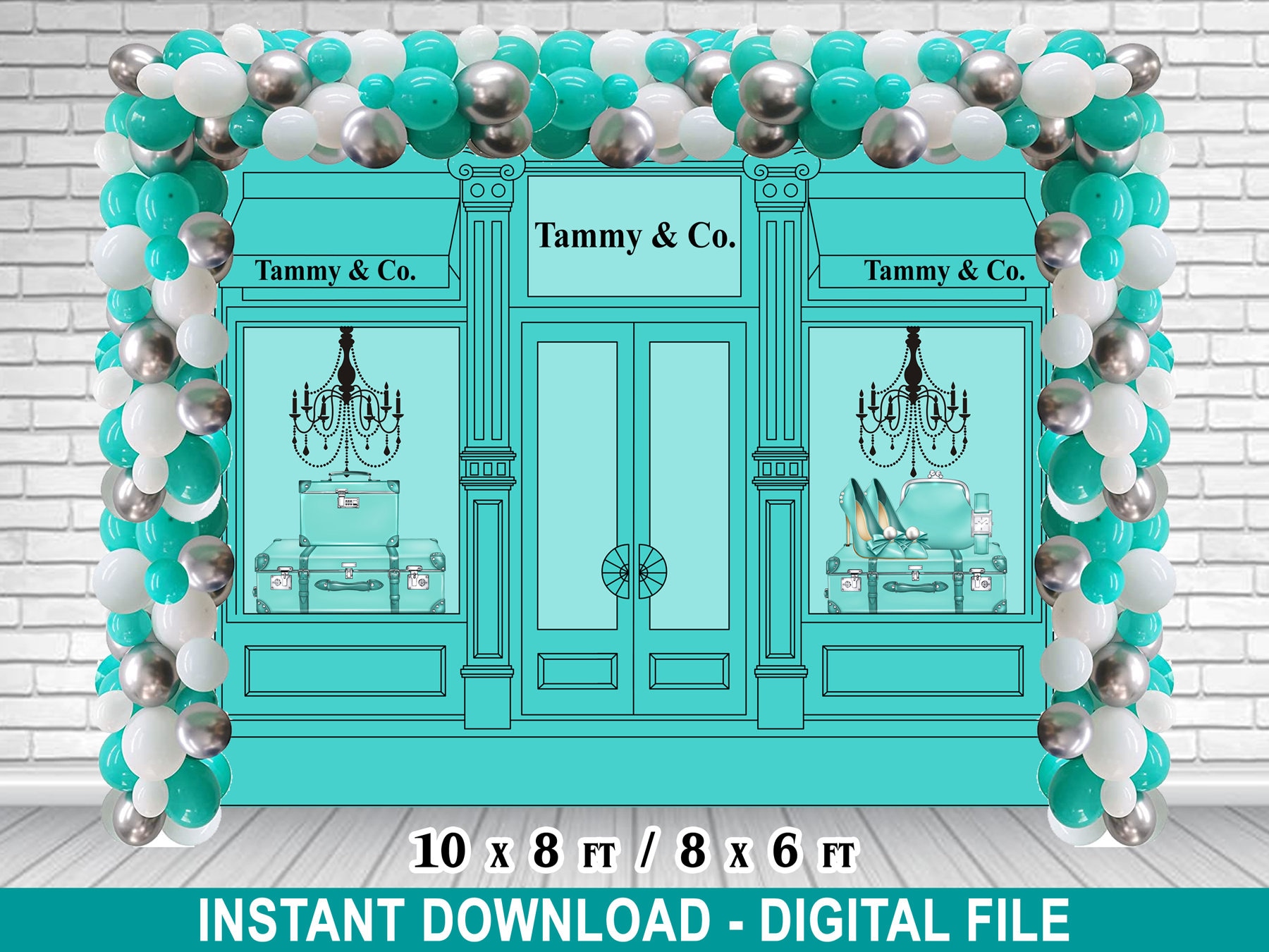 Breakfast at Tiffanys Editable Backdrop 10x8ft/8x6ft Paris Blue Birthday/baby Shower/bridal ...