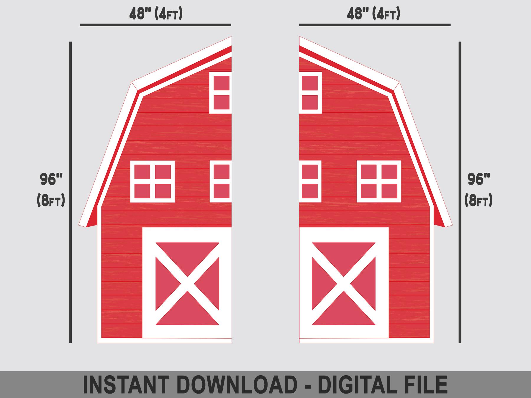 2 Panel Red Barn Cutout Backdrop – Standup Prop – 8x8ft – Farm Birthday ...