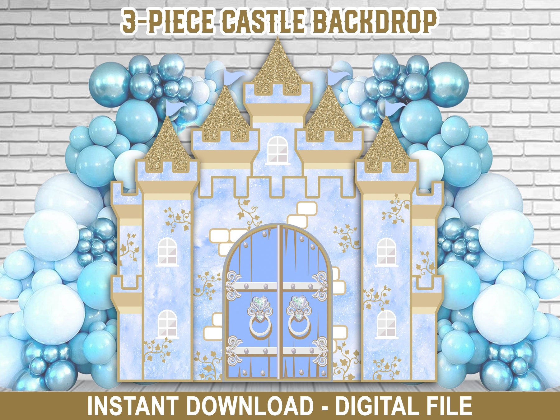 3-piece Blue Castle Cutout Backdrop – Standup Prop – 8x8ft – Royal ...