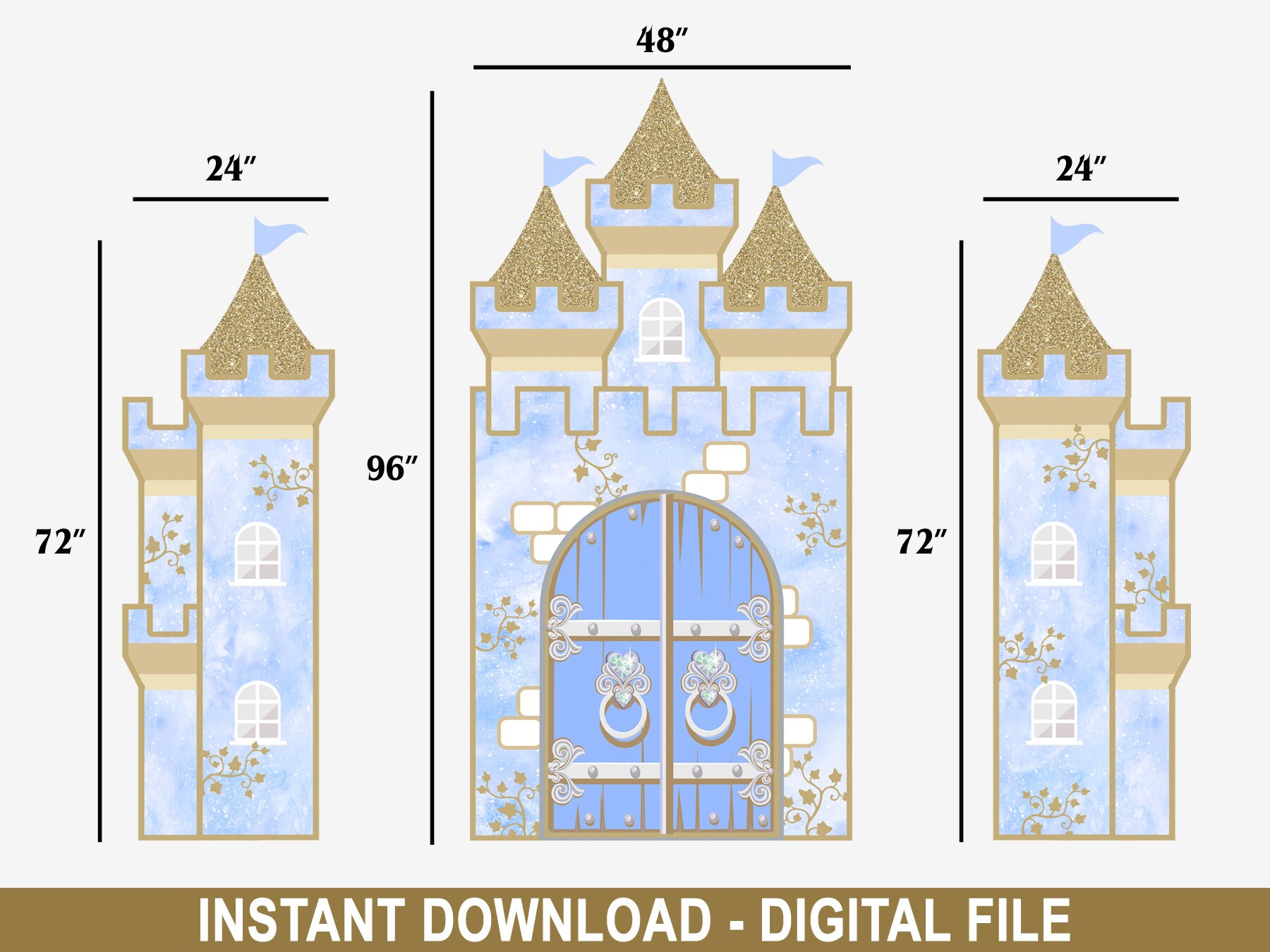 3-piece Blue Castle Cutout Backdrop – Standup Prop – 8x8ft – Royal ...