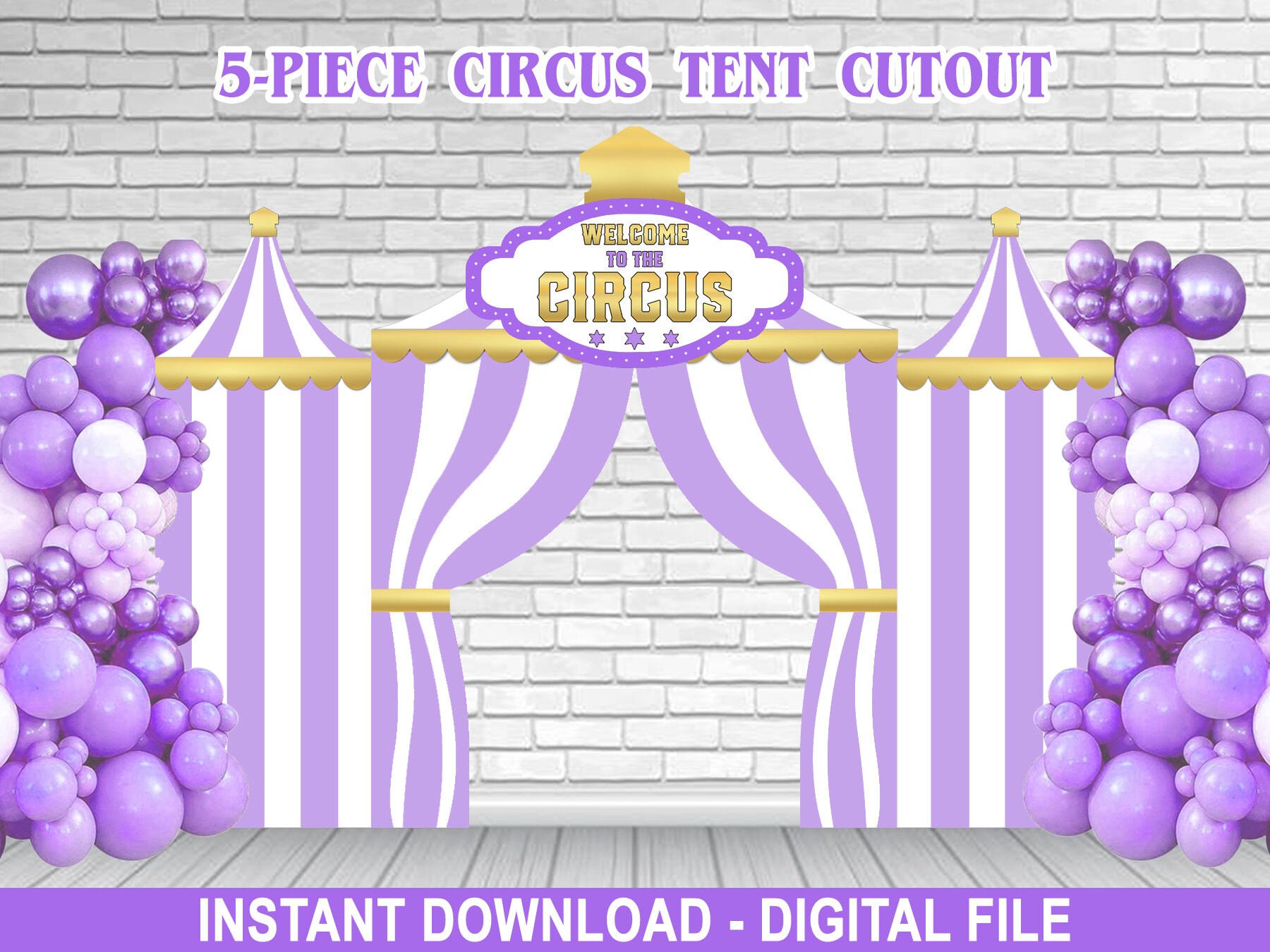 5-piece Purple Circus Tent Editable Cutout Backdrop – Standup Prop ...