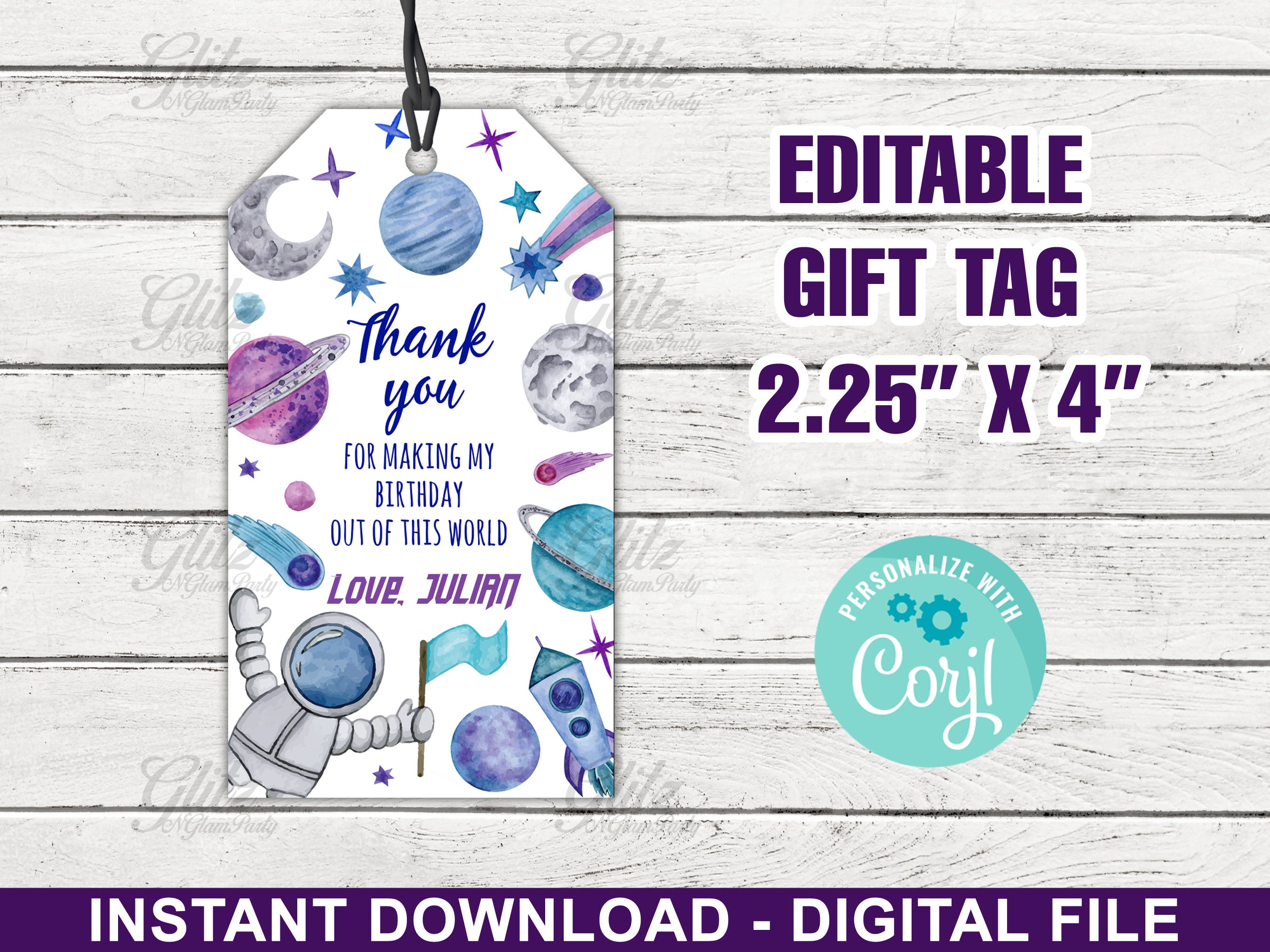 Outer Space Gift Tags – Planets – Rocket Ship – Astronaut – Favor Tags ...