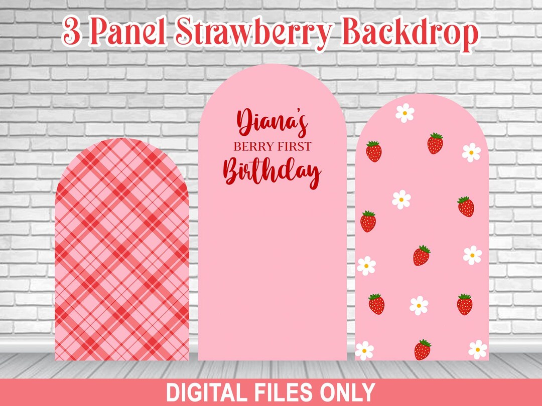 3 Panel Berry First Birthday Personalized Arch Backdrop – Berry Sweet ...