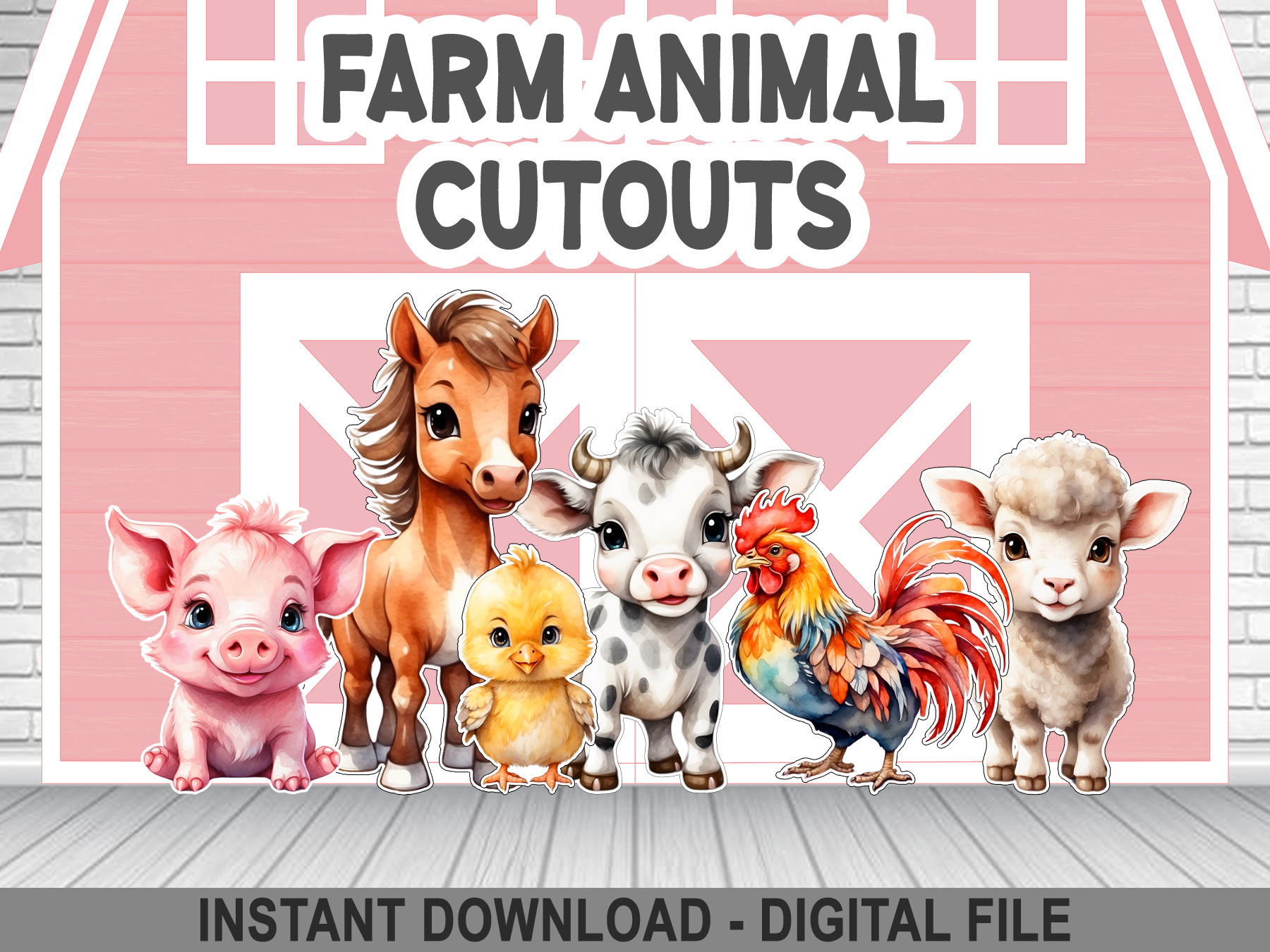 Farm Animal Cutout Props – Standup Prop – Cow, Horse, Sheep, Pig ...