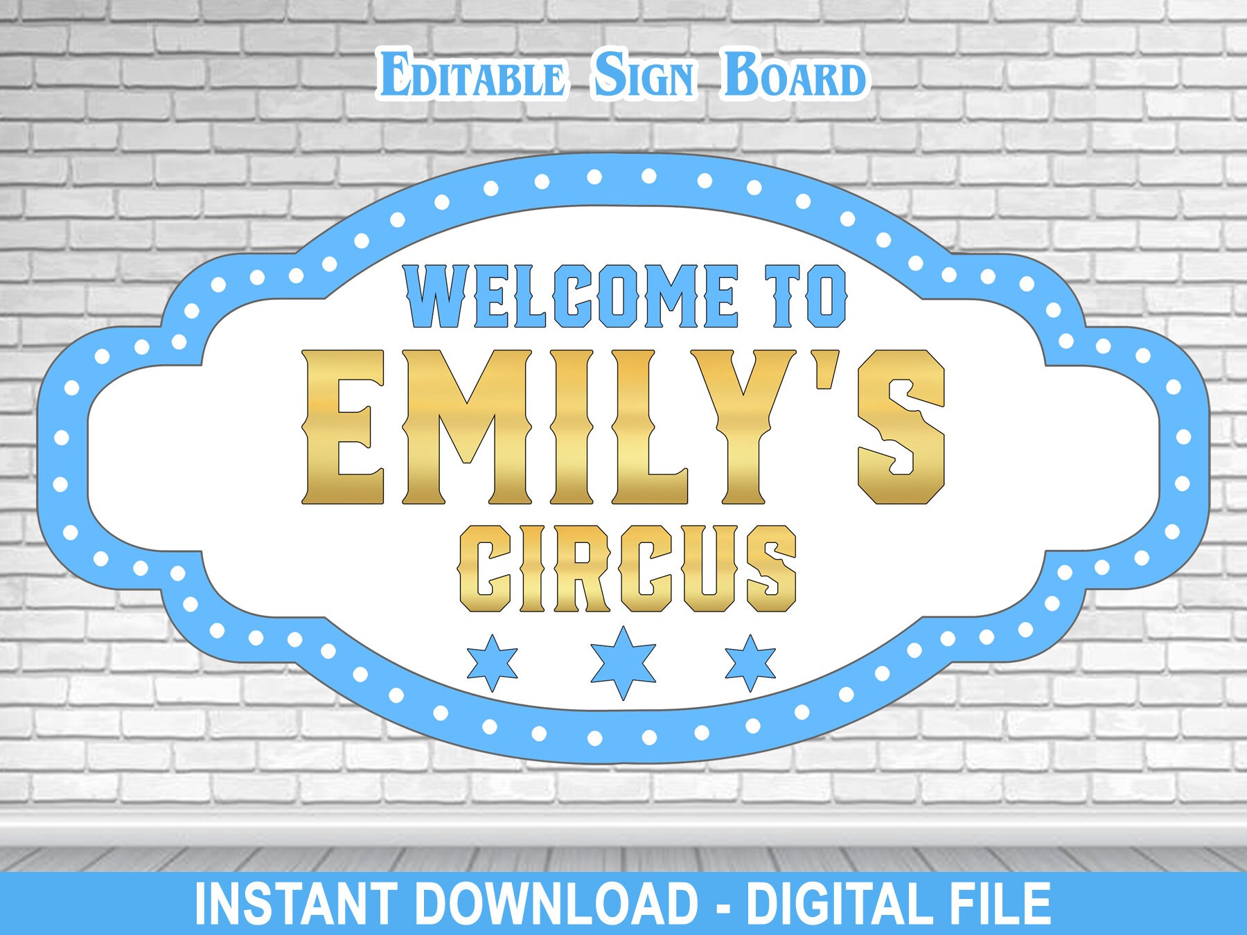 5-piece Blue Circus Tent Editable Cutout Backdrop – Standup Prop ...