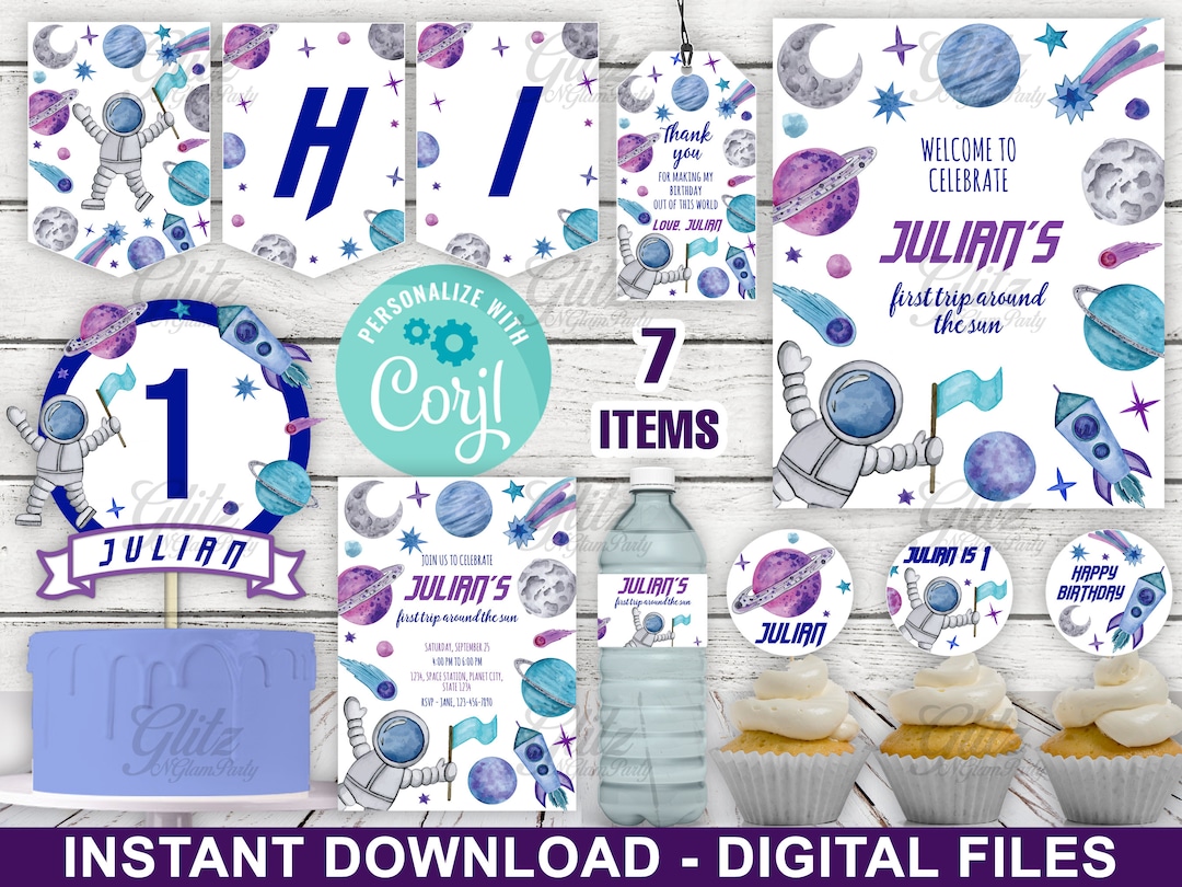 Outer Space Printable Birthday Party Bundle – Planets – Rocket Ship ...