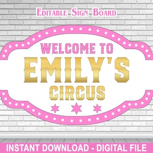 5-piece Pink Circus Tent Editable Cutout Backdrop – Standup Prop ...