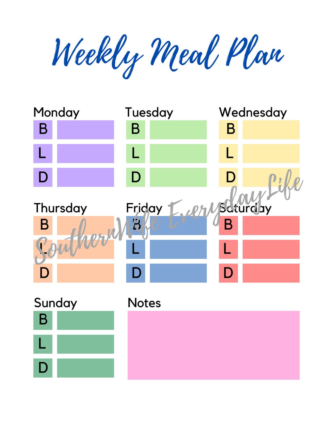 Color Set Meal Planner Set || Grocery List Sheet || Freezer Inventory ...