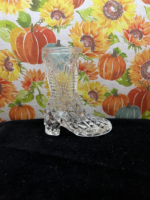 Miniature Crystal Glass Boot Vase - Etsy