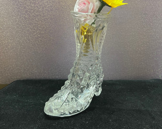 Miniature Crystal Glass Boot Vase - Etsy