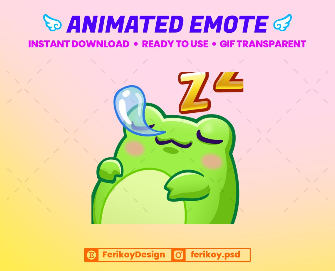 Sleepy Cute Frog Animated Emote Sleepy Froggy for Twitch and Discord ...