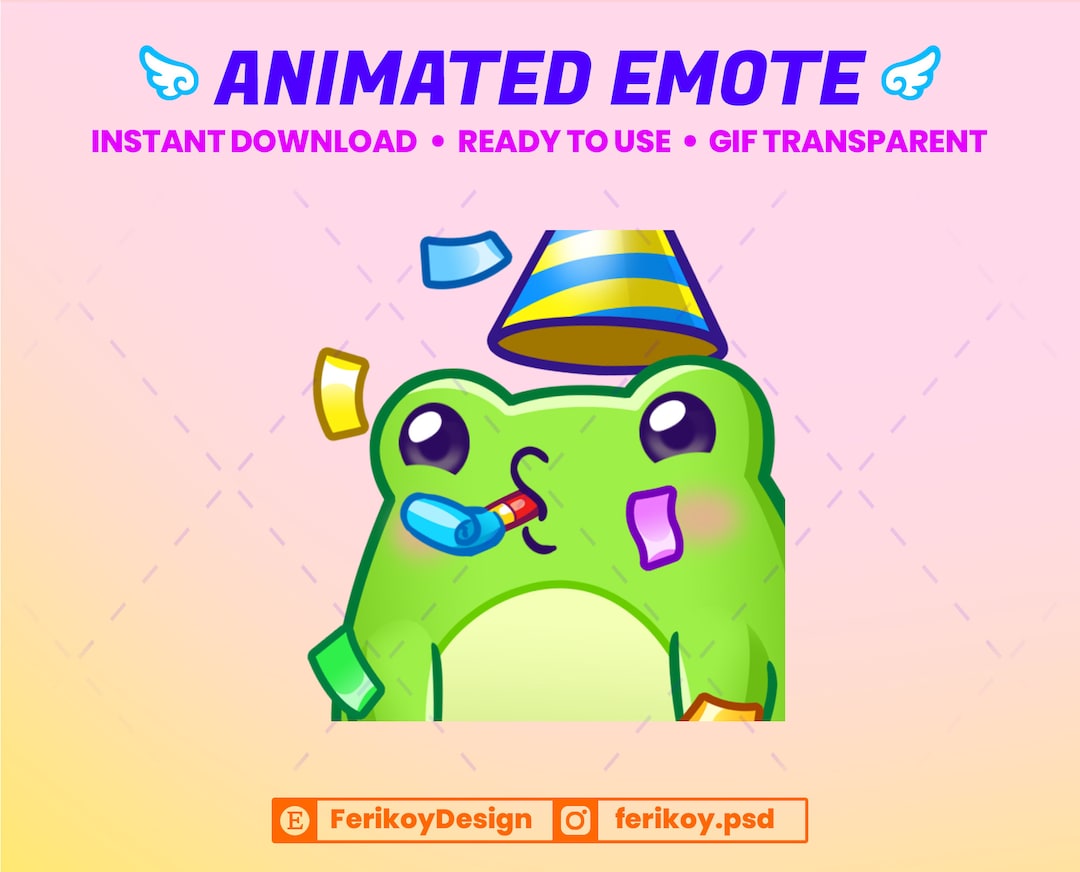 Party Birthday Confetti Cute Frog Animated Emote - Exciting Celebration ...