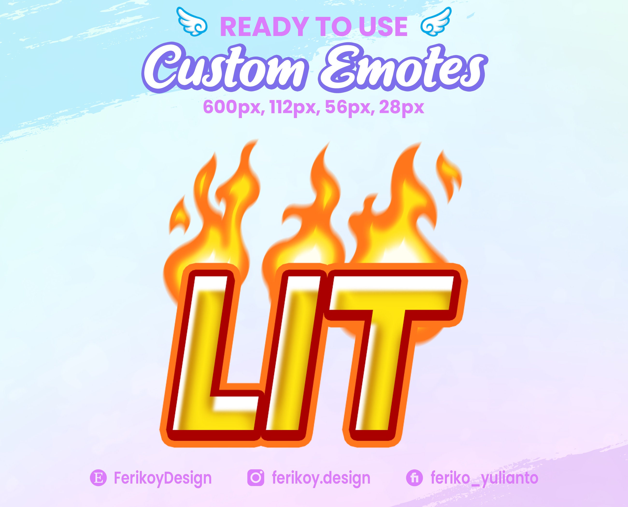 Stream Emotes - LIT Fire Text Emote | Custom Emotes | Twitch | Discord ...