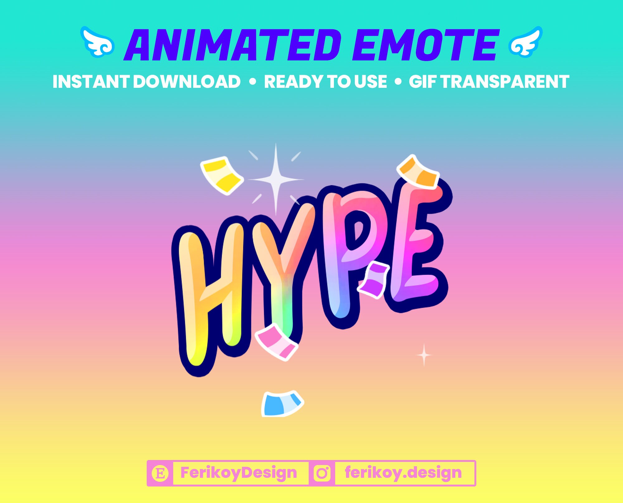 Hype Confetti Animated Emote Excited Animation Discord - Etsy