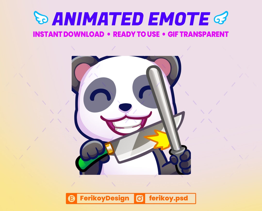 Cute Panda Bear Knife Shank Animated Emote and Static - for Twitch and ...