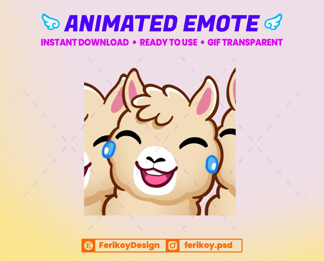 Cute Llama Laughing Animated Emote - Lol Laugh Lul Ilama - Crying Laugh ...