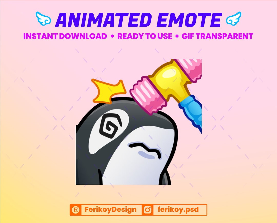 Bonk Hammer Cute Orca Animated Emote - Bonk Orca - for Twitch and ...