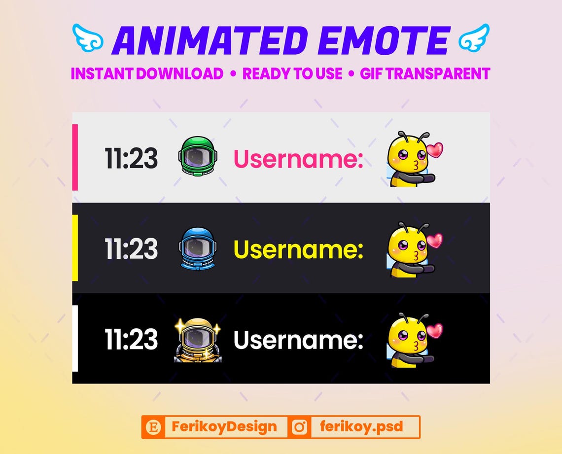 Cute Kissing Bee Animated Emote – Twitch, Discord (GIF) - Etsy