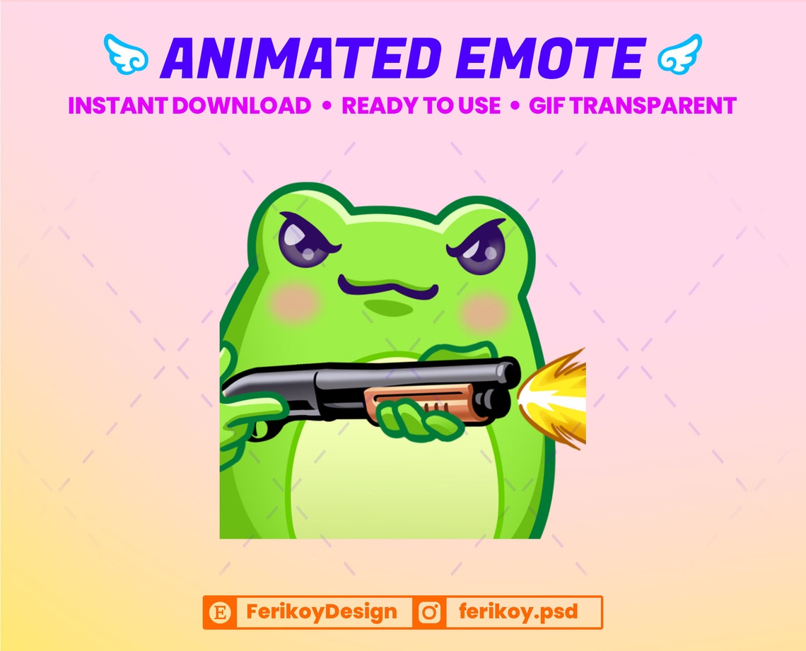 Shotgun Cute Frog Animated Emote Gun Froggy Emote for Twitch and ...