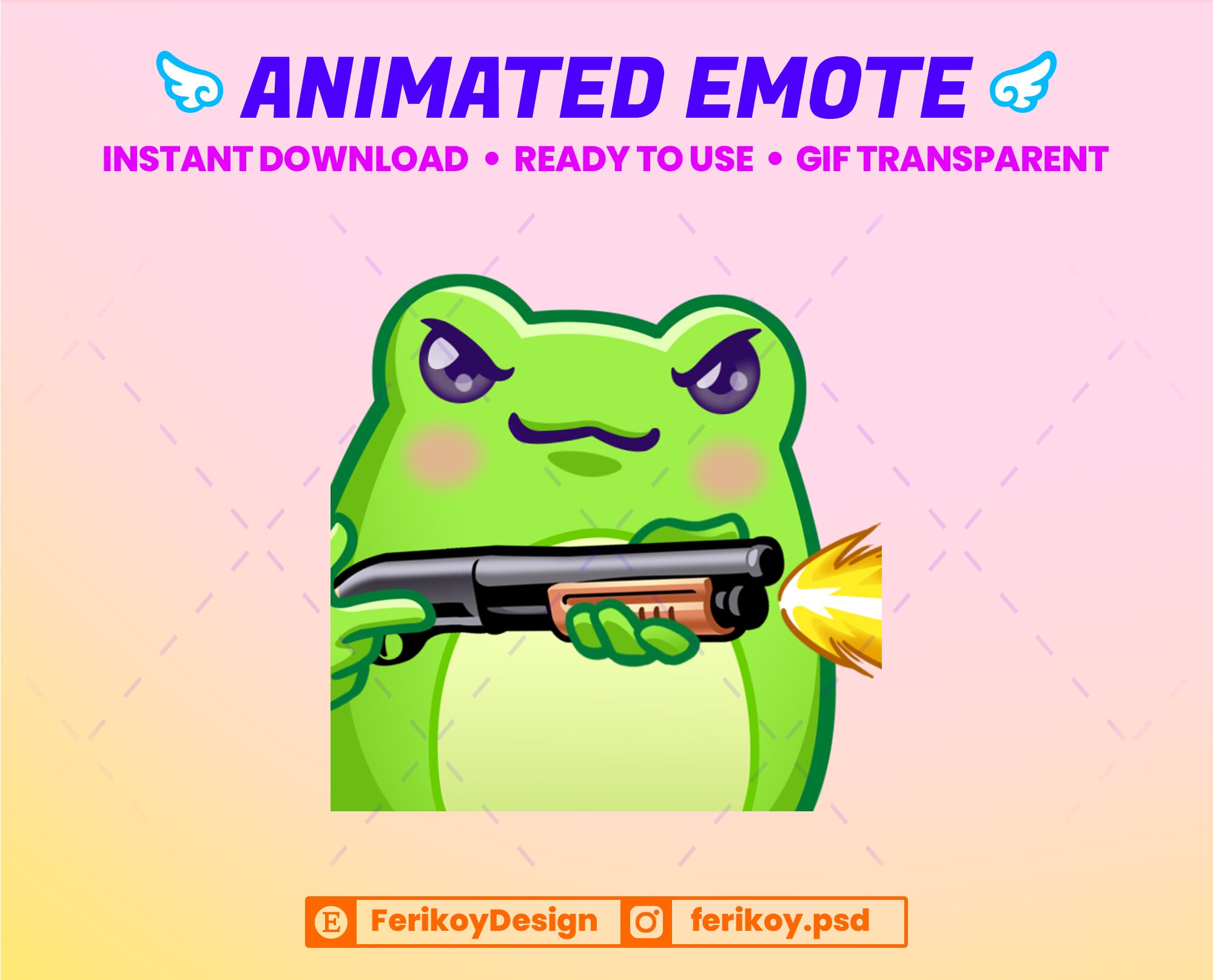 Shotgun Cute Frog Animated Emote Gun Froggy Emote for Twitch and ...