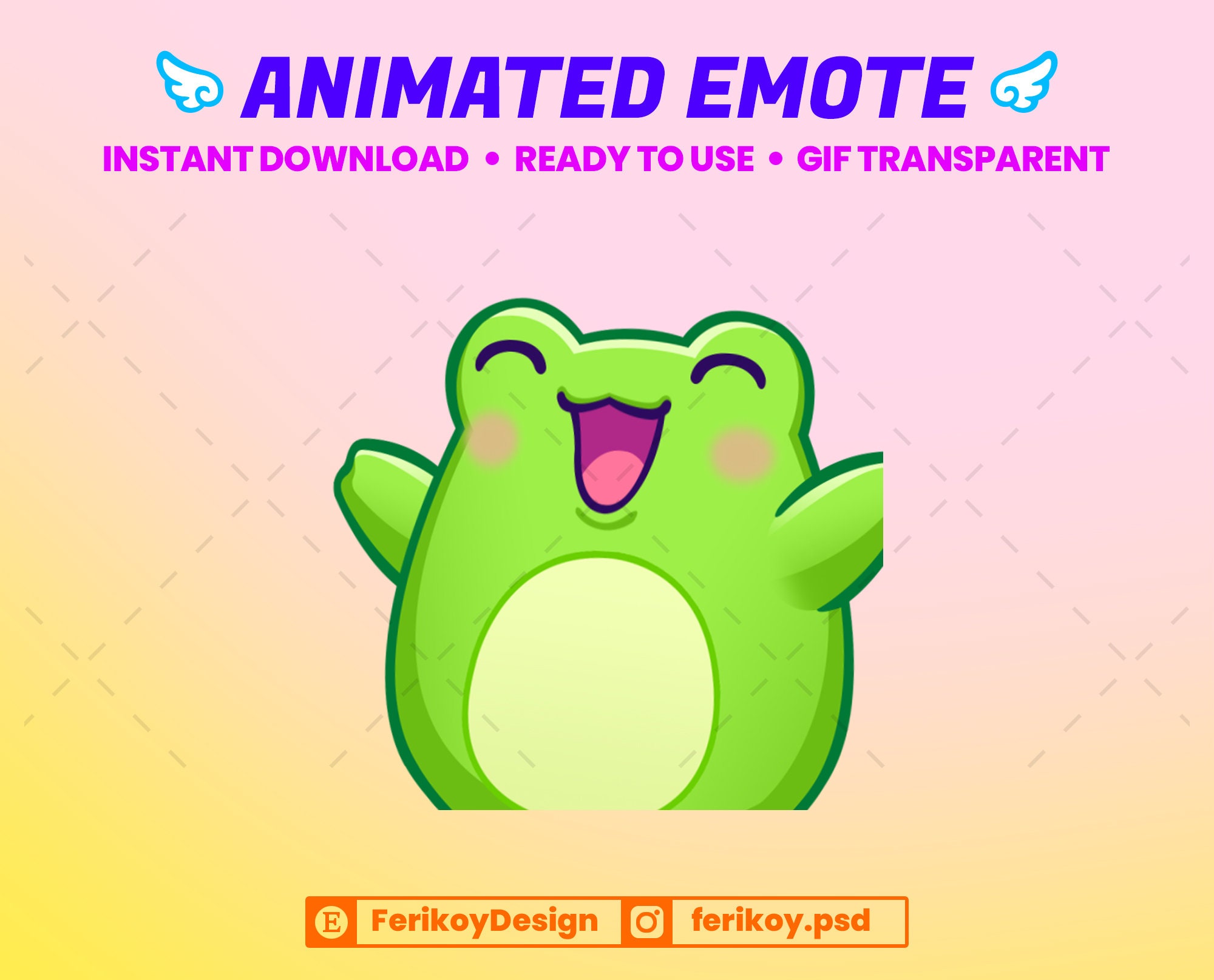 Hype Excited Cute Frog Animated Emote Fun Cheerful Exciting for Twitch ...
