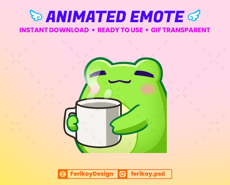 Cute Coffee Frog Animated Emote – Twitch & Discord Sip Emote - Etsy
