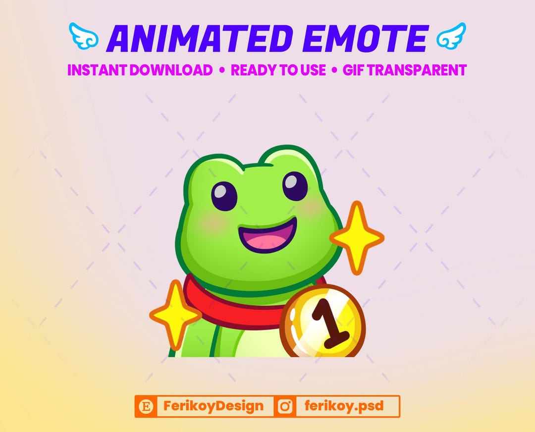 Cute Froggy Gold Medal Award - Frog MVP Trophy Champions - Good Game - for Twitch and Discord ...