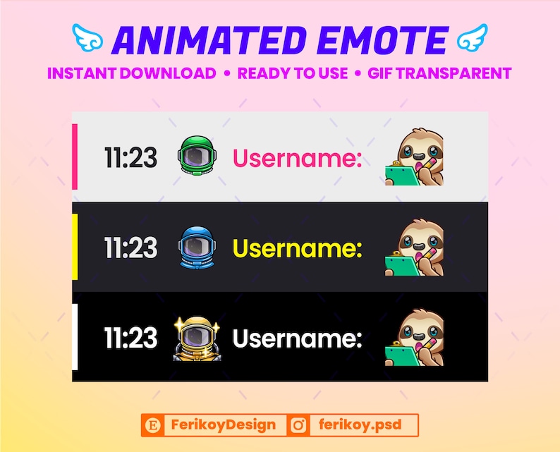 Taking Notes Cute Sloth Animated Emote Sloth Bear Notes for Twitch and ...