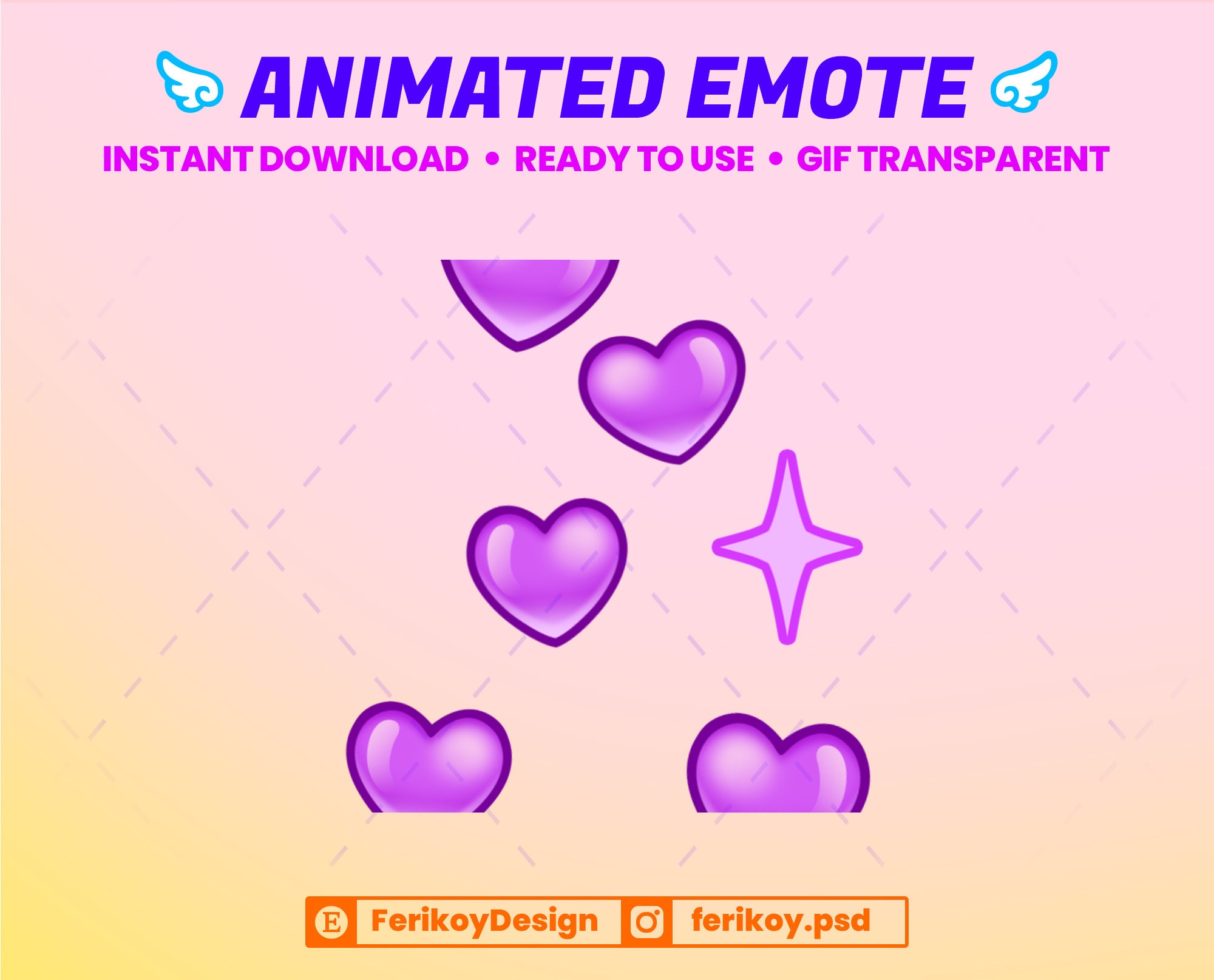 Flying Violet Hearts Moving Cute Hearts Animated Emote Sparkle Heart ...