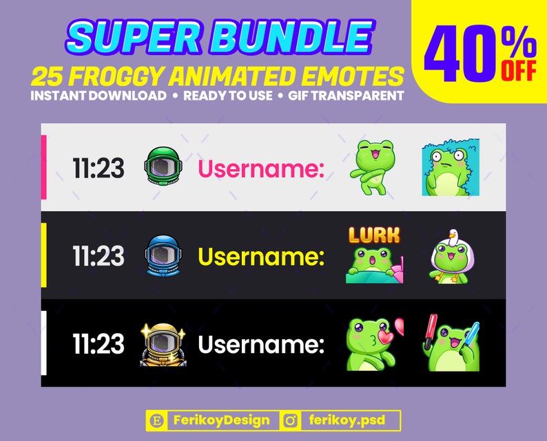 25x Froggy Animated Emotes Super Bundle Animated Emotes - Etsy