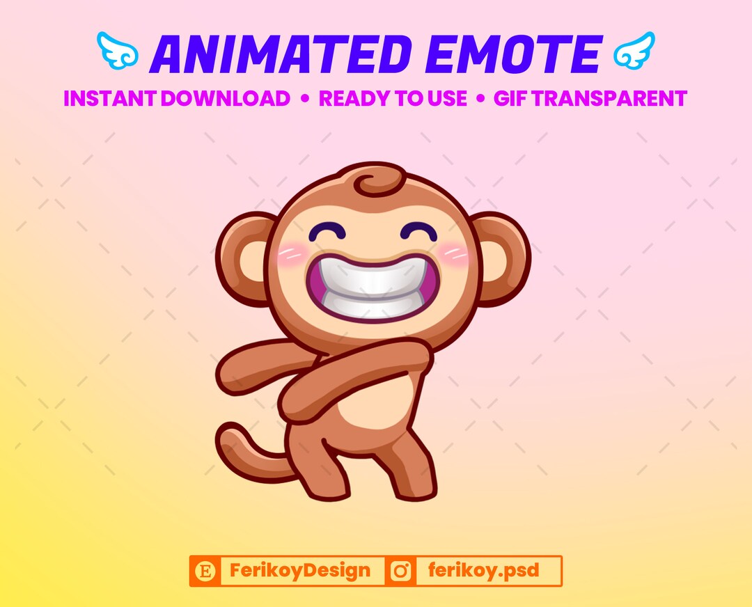 Dancing Monkey Animated Emote: Grin Twitch/discord (GIF/PNG) - Etsy