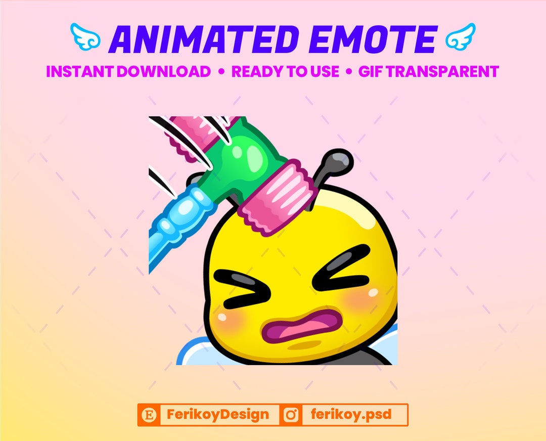 Bonk Hammer Cute Bee Animated Emote - Bonked Wasp Hornet Emote - for ...